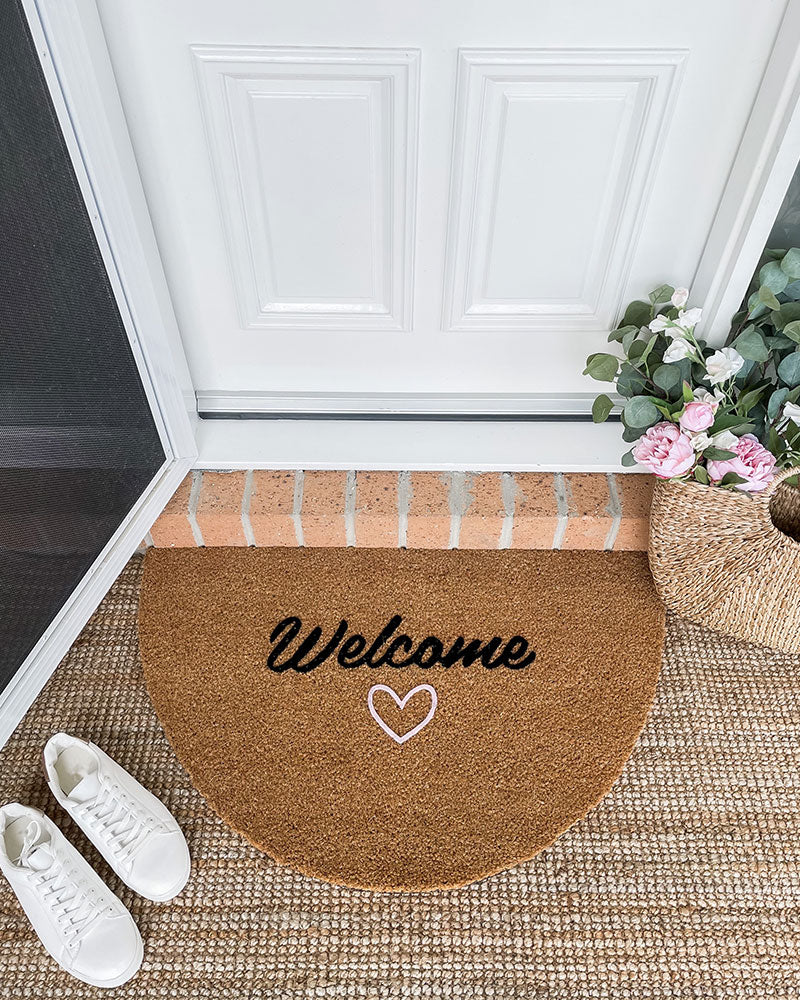 Welcome with Love Semi Circle Doormat Embossed – Rustic Elm