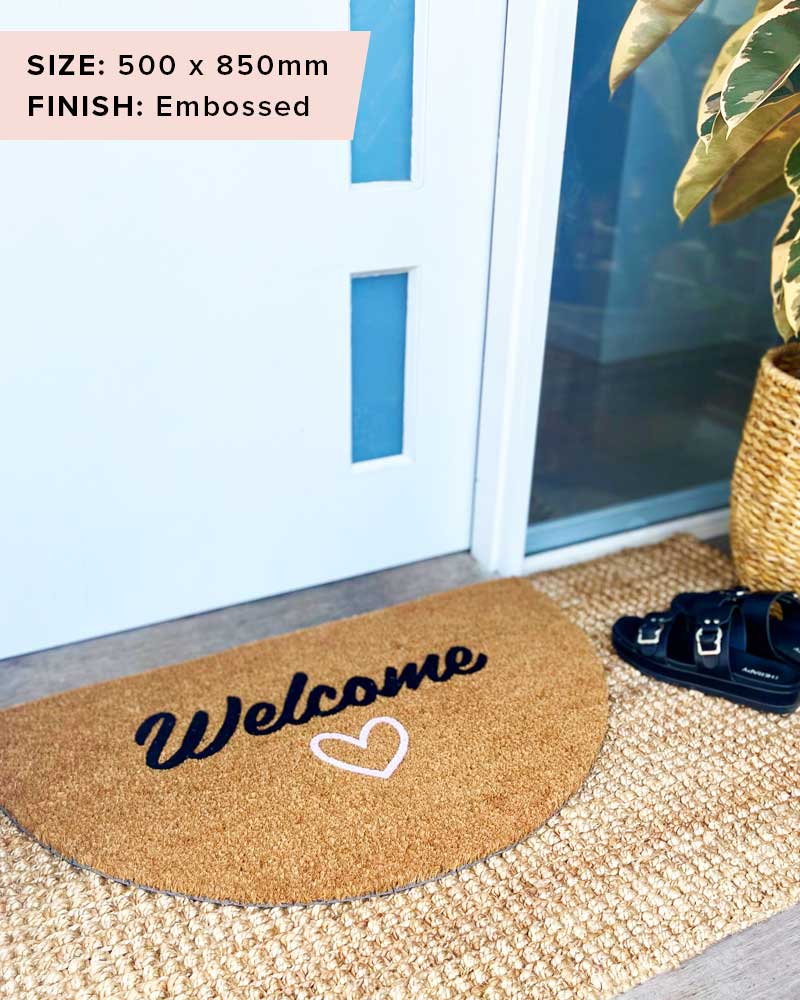 Welcome with Love Semi Circle Doormat Embossed – Rustic Elm