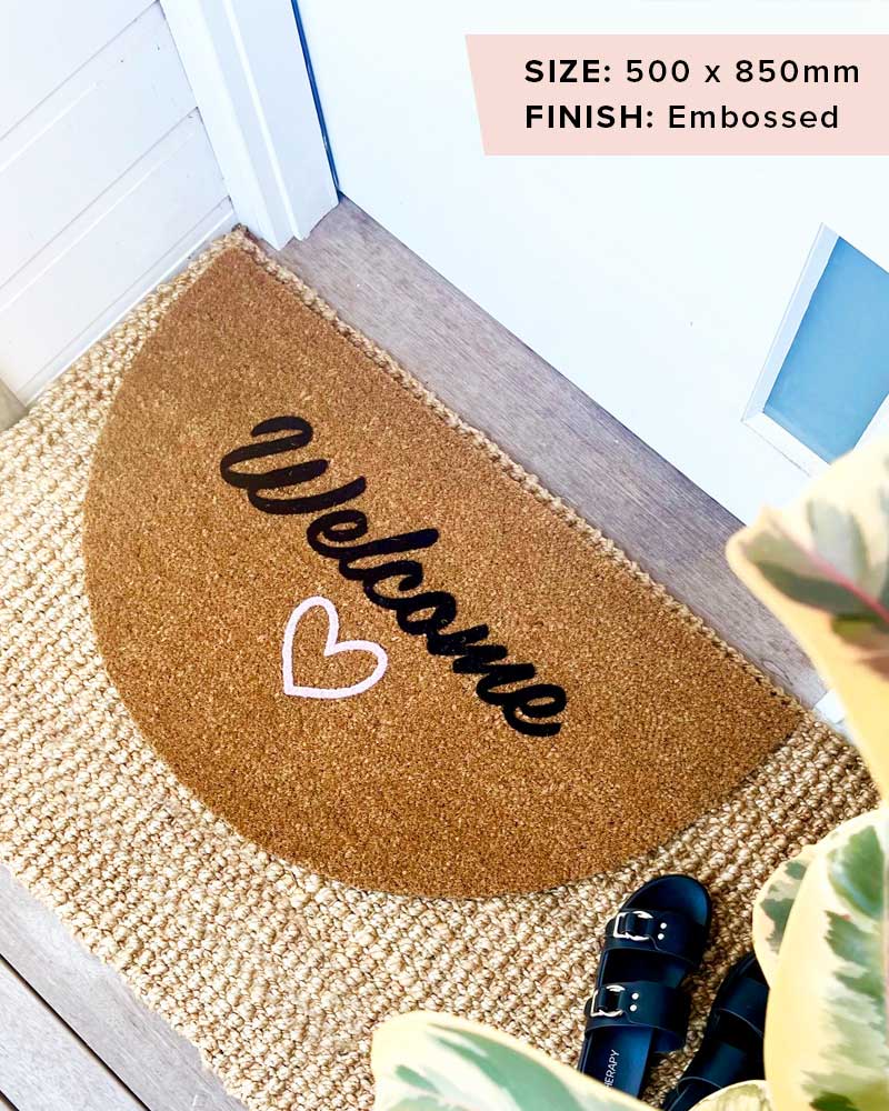 Welcome with Love Semi Circle Doormat Embossed – Rustic Elm